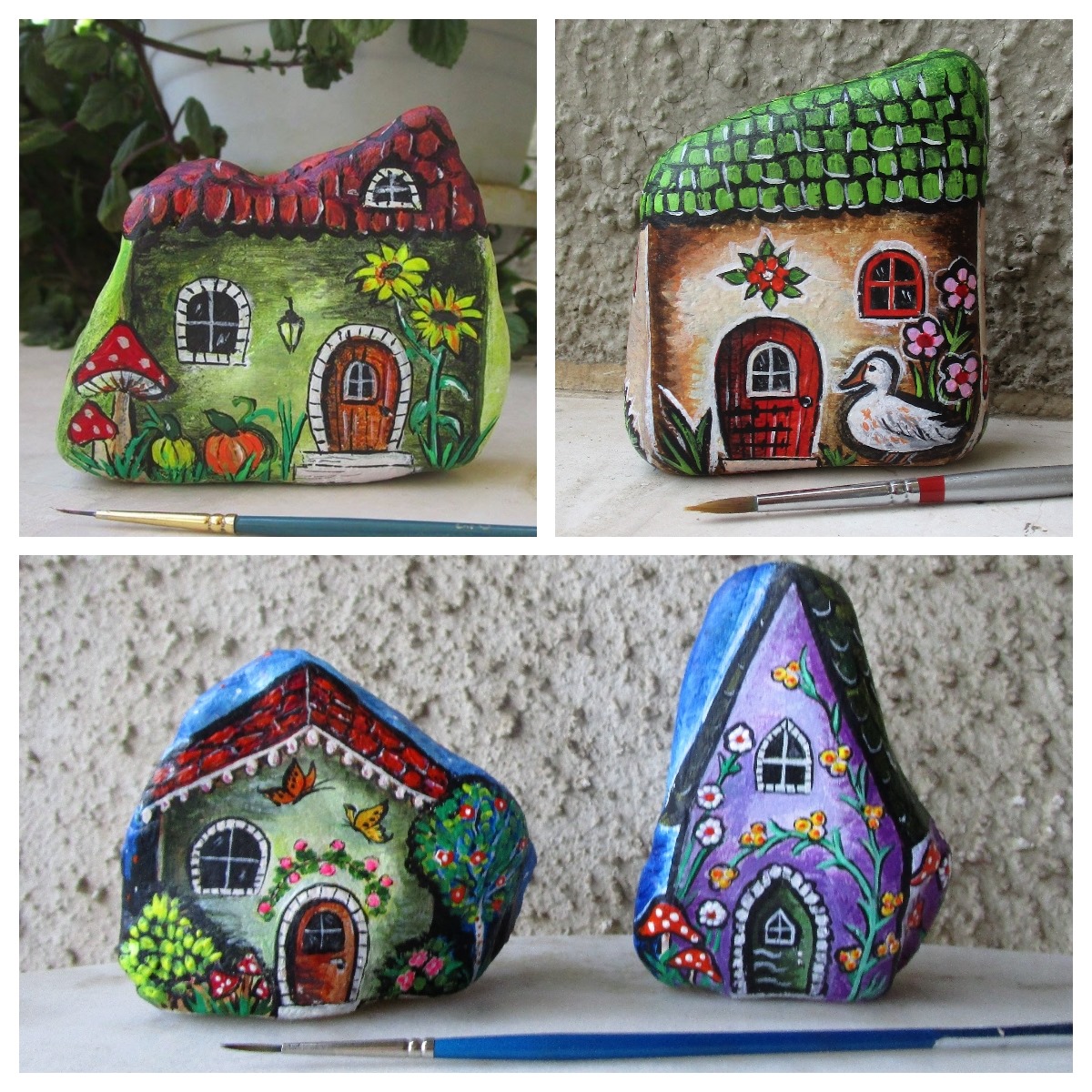Painted Rock Fairy Houses