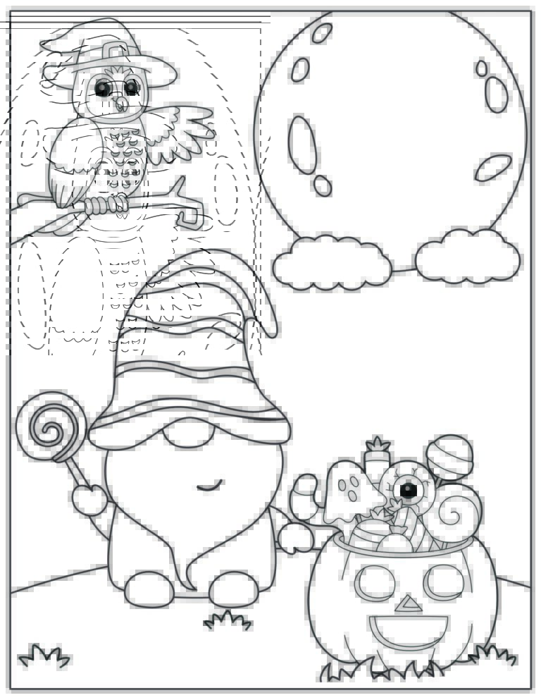 Halloween Gnome Coloring Pages {FREE, Printable} | Fairy Garden DIY