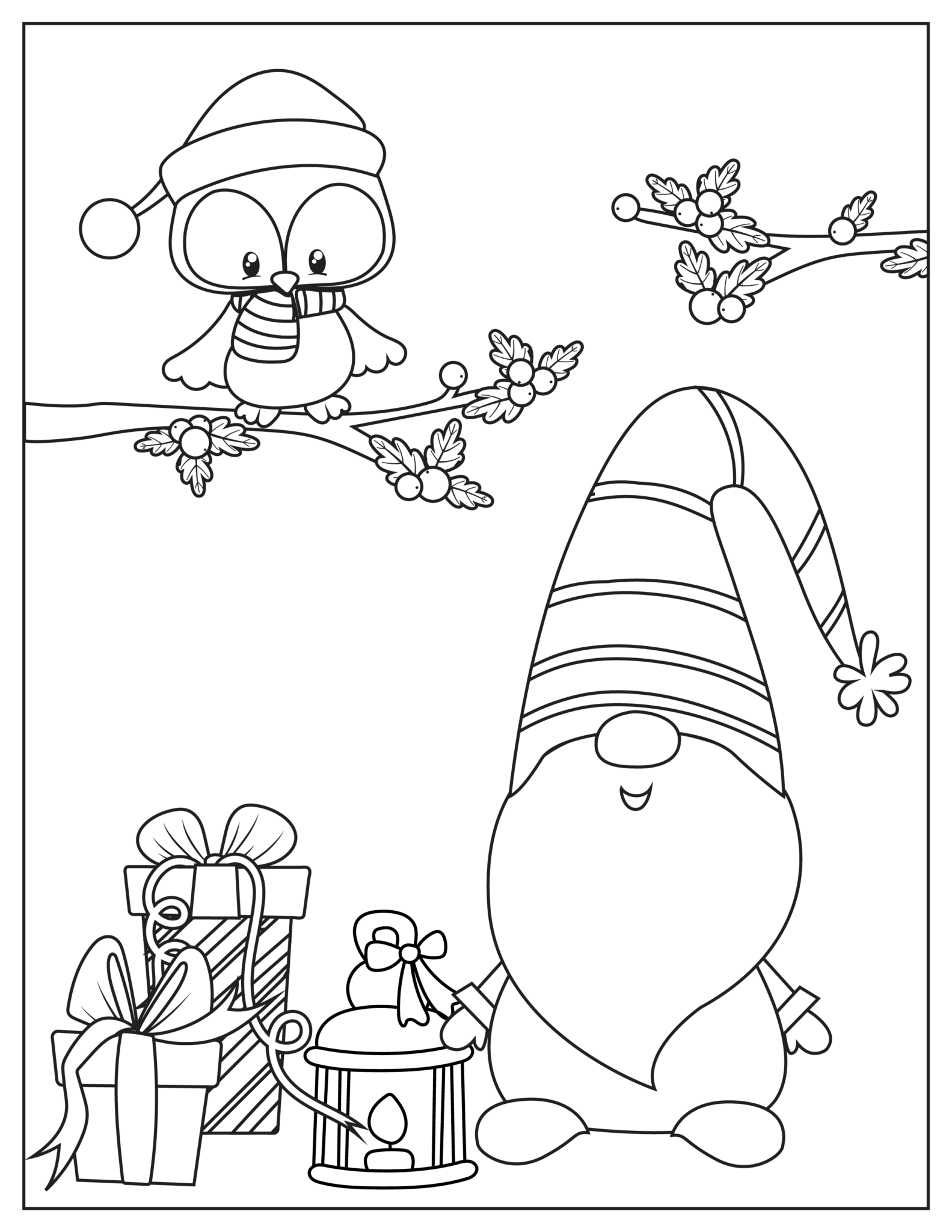 Christmas Themed Gnome Coloring Pages {Free Printable} | Fairy Garden DIY