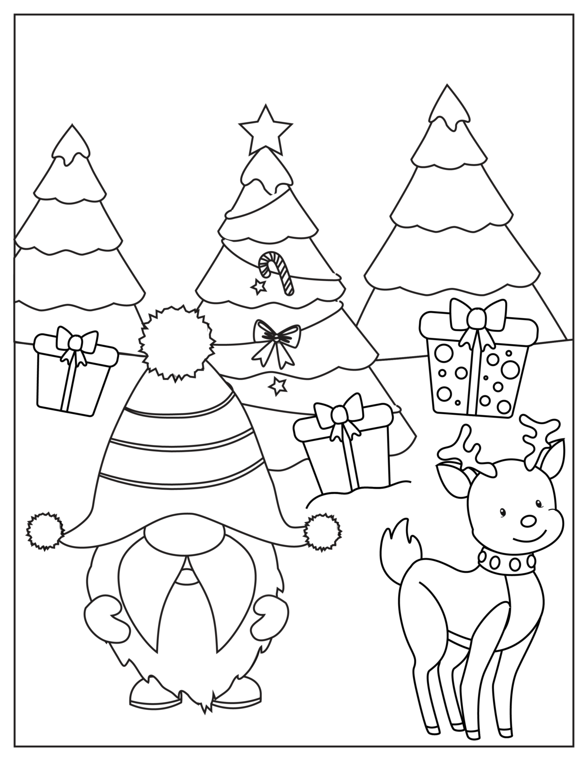 Christmas Themed Gnome Coloring Pages {Free Printable} | Fairy Garden DIY