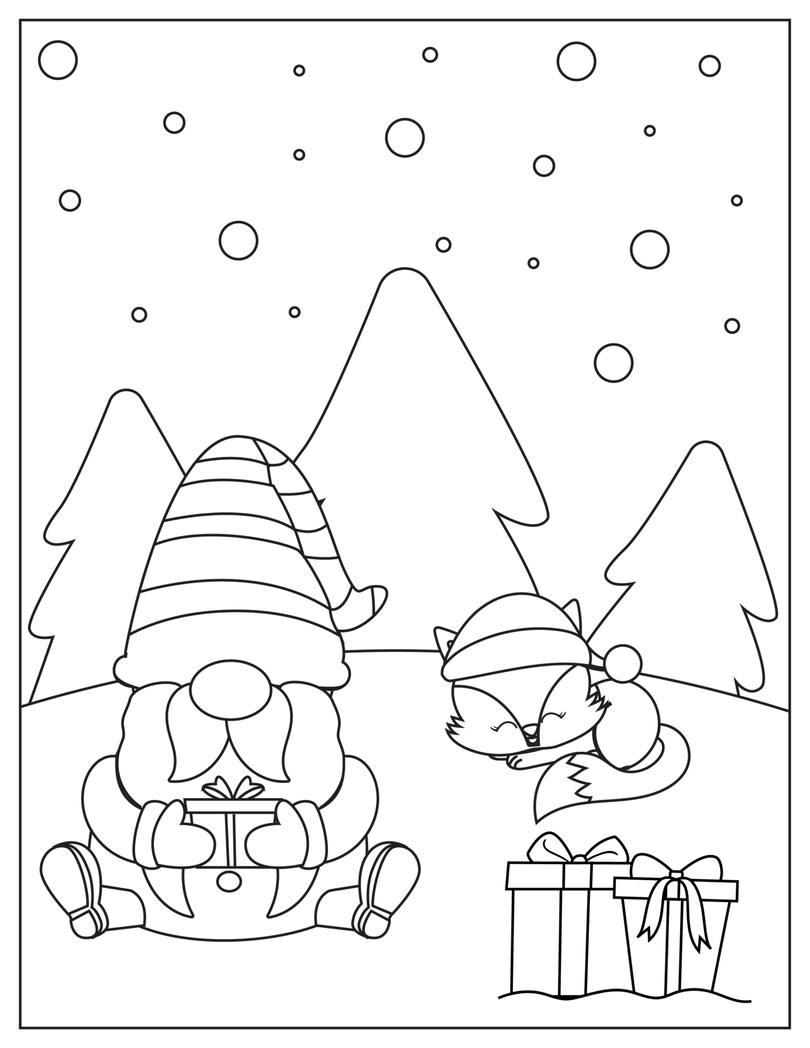 Christmas Themed Gnome Coloring Pages {Free Printable} | Fairy Garden DIY