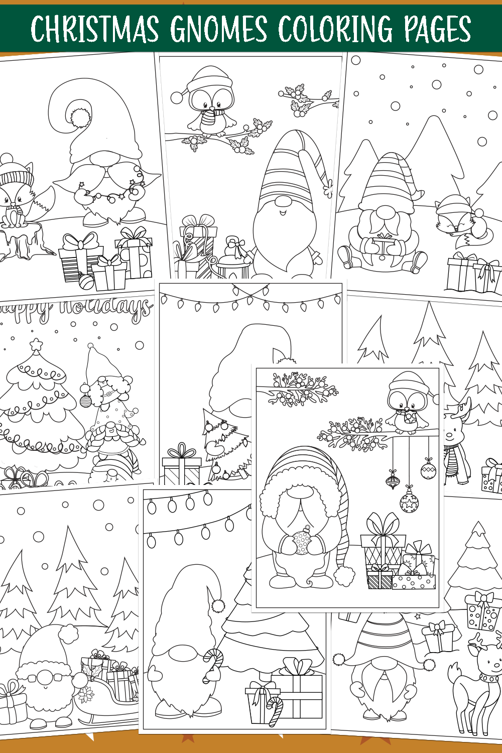 Christmas Themed Gnome Coloring Pages {Free Printable} | Fairy Garden DIY