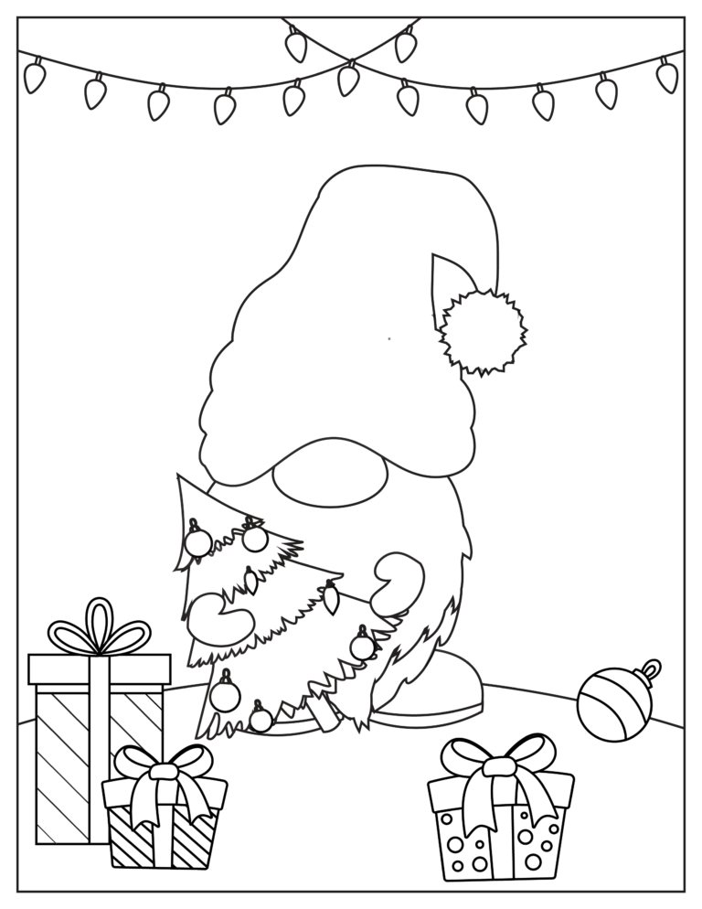 Christmas Themed Gnome Coloring Pages {Free Printable} | Fairy Garden DIY