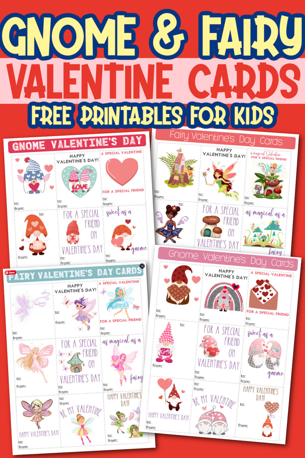 Free Printable Fairy and Gnome Themed Valentines for Kids | Fairy ...